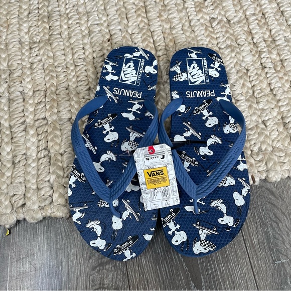 Vans | Shoes | Vans X Peanuts Mens Sandal Flip Flops Size 3 New Navy ...